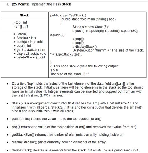 Solved 1 25 Points Implement The Class Stack Stack Top