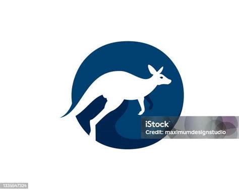 그림자가 있는 둥근 원형 파란색 모양 앞에서 달리는 캥거루 0명에 대한 스톡 벡터 아트 및 기타 이미지 0명 개성 개념 관광 Istock