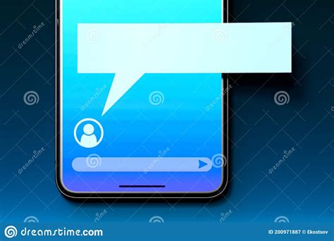 Blank Message Notification Speech Bubble On Mobile Phone With Blue Screen And User Icon 3d