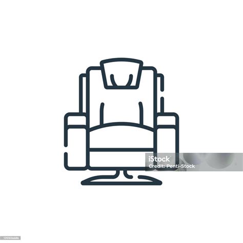 안락 의자 벡터 아이콘입니다 안락 의자 편집 스트로크 웹 및 모바일 앱 로고 인쇄 매체에 사용할 수 있는 안락의자 선형 기호입니다 얇은 선 그림 벡터 격리 된 윤곽선