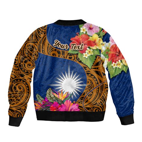 Personalised Marshall Islands Manit Day Sleeve Zip Bomber Jacket