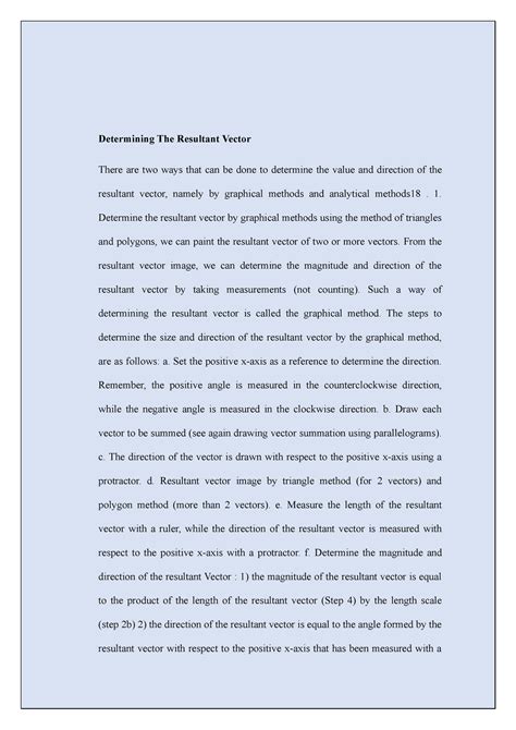 Study Notes Determining The Resultant Vector Determining The Resultant Vector There Are Two