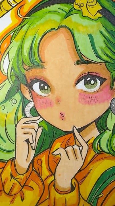 تلوين الوان رسم انمي بنت بطريقه بسيطه وجميله 😍🫶🏻shorts Youtube