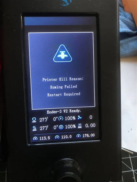 Printer Fail Kill Reason Homing Failed Error Please Help Render3v2