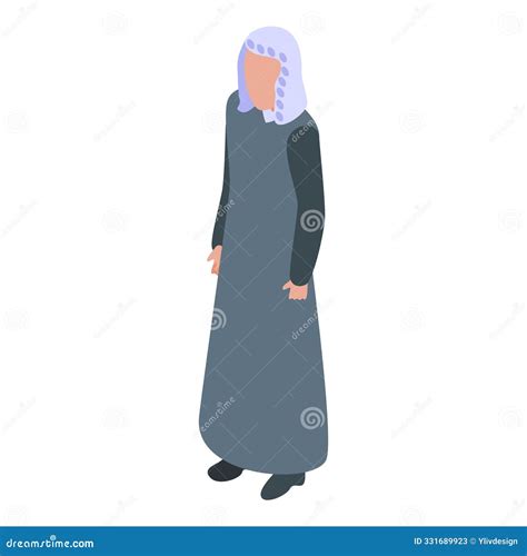 Senior Female Judge Character Wearing Traditional Gown And Wig Standing Stock Illustration