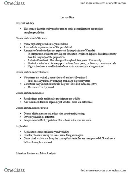 Psyc 2300 Lecture Notes Fall 2014 Lecture 9 Literature Review