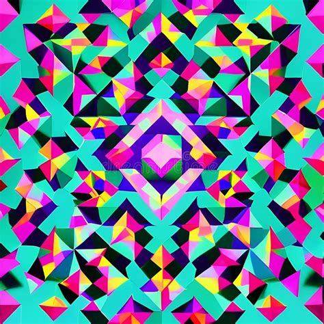 A Kaleidoscopic Pattern Of Overlapping Triangles In Shades Of Pink And