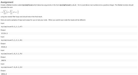 solved assignment create a matlab function called