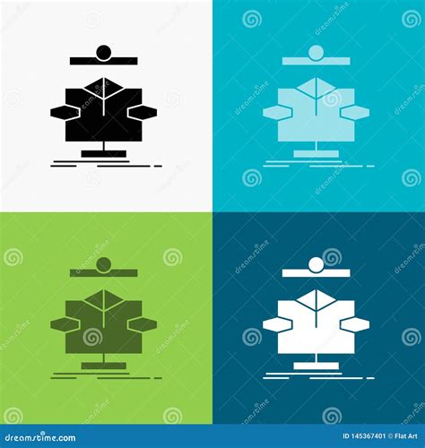 Algorithm Chart Data Diagram Flow Icon Over Various Background Glyph Style Design Designed