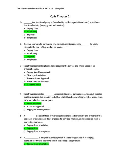 Chapter 1 Quiz Pdf Supply Chain Supply Chain Management