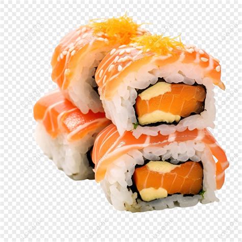 연어 초밥 밥 위에 일본 요리 맛있는 아시아 길거리 음식 광고하는 레스토랑 Png 일러스트 무료 다운로드 Lovepik