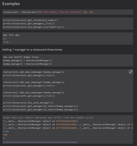 solved restaurant getter methods create the following