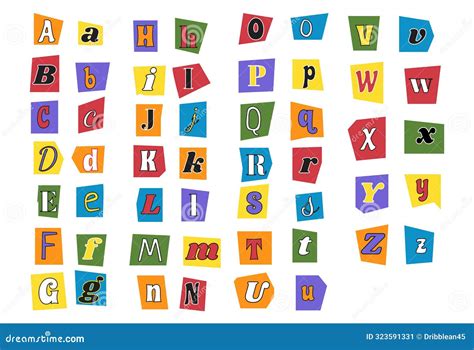 vector newspaper cut random letters isolated on white background
