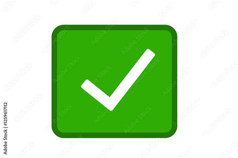 Green Check Mark Icon White Tick Inside Green Box Approval Symbol