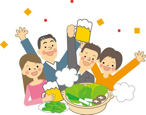 忘年会・新年会・お花見・宴会のイラスト 無料イラスト