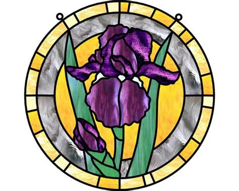 18 Round Iris Stained Glass Digital Pattern Etsy