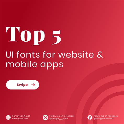 design and code top 5 ui fonts for website and mobile apps