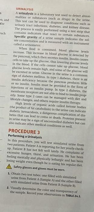 Solved Table 241 Urinalysis 3 Obtain A Urinalysis Test