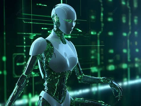female high tech bionic robot big data network advertising background robot artificial