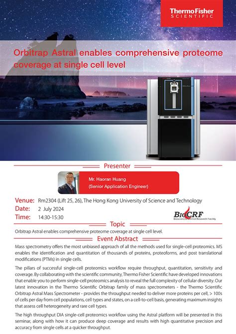 Biocrf Seminar Orbitrap Astral Enables Comprehensive Proteome Coverage At Single Cell Level