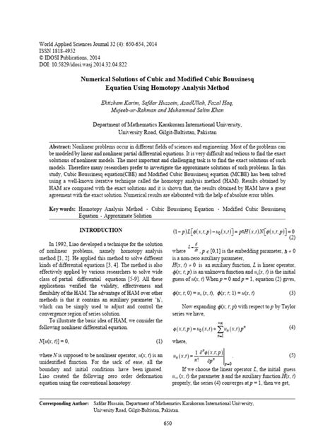 Numerical Solutions Of Cubic And Modifie Pdf Equations Mathematics