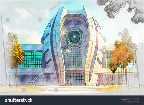 Modern School Building Sketch