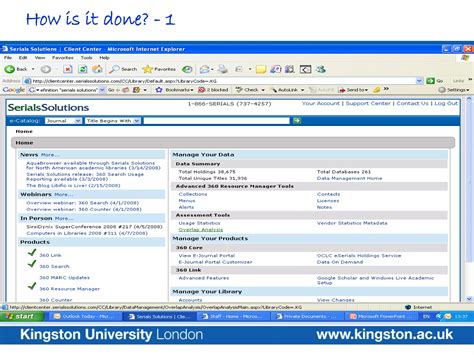 Serials Solutions Overlap Analysis Ppt