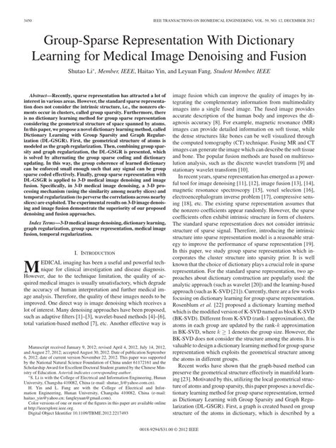 Pdf Group Sparse Representation With Dictionary Learning For Medical