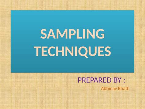 Criteria Of Selecting A Sampling Procedure Pptx
