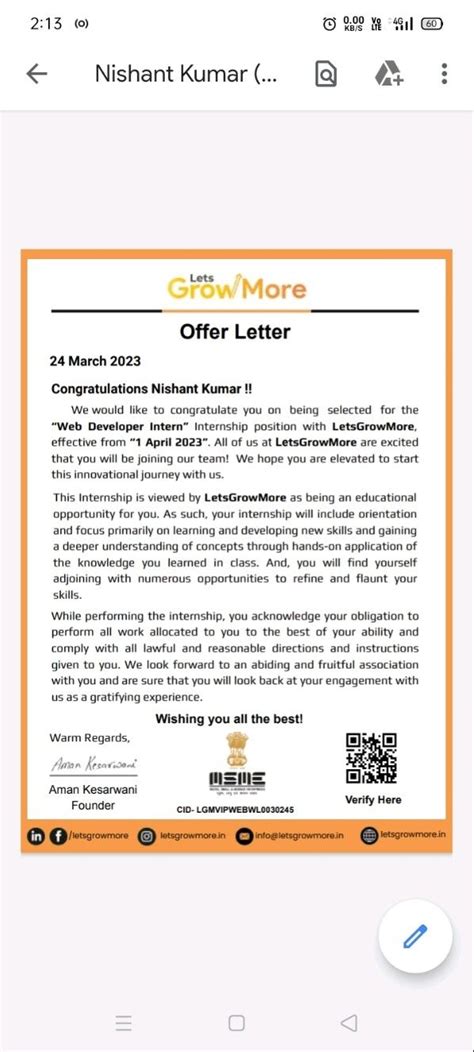Nishant Kumar On Linkedin Internship Webdeveloper Webdevelopment Letsgrowmore
