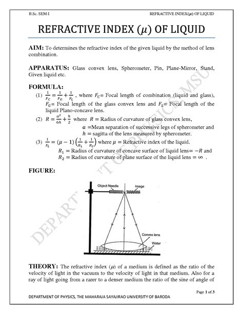 SOLUTION Refractive Index Of Liquid Studypool
