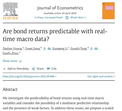 姜富伟教授合著论文在计量经济学国际顶刊journal Of Econometrics在线发表 中央财经大学科研处