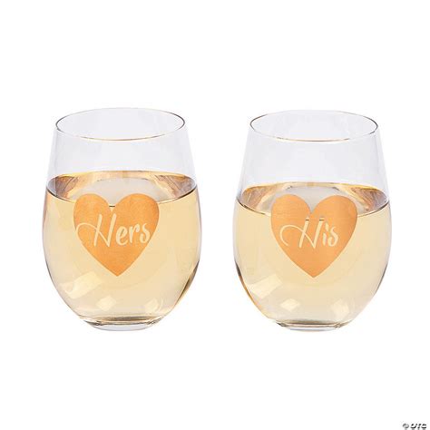His And Hers Stemless Wine Glasses Oriental Trading