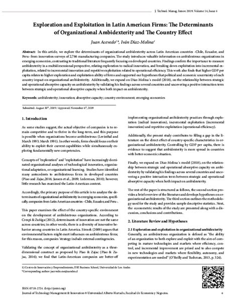 Pdf Exploration And Exploitation In Latin American Firms The Determinants Of Organizational