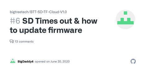 Sd Times Out And How To Update Firmware · Issue 6 · Bigtreetechbtt Sd Tf Cloud V10 · Github