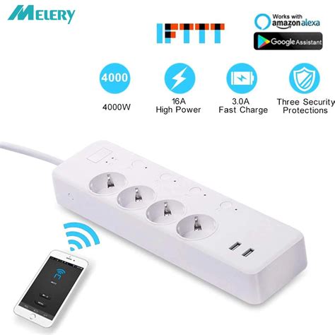 WiFi Smart Power Strip EU Multi Plug Socket With USB Remote Control Homekit Work With Google