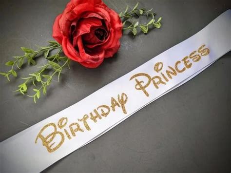 Custom Gold Glitter Printed Birthday Princess Sash Custom Sash