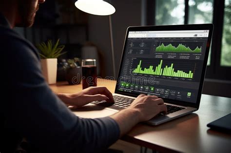Close Up Of Hands Working On Laptop Concepts Of Data Analysis Stock Image Image Of Graph