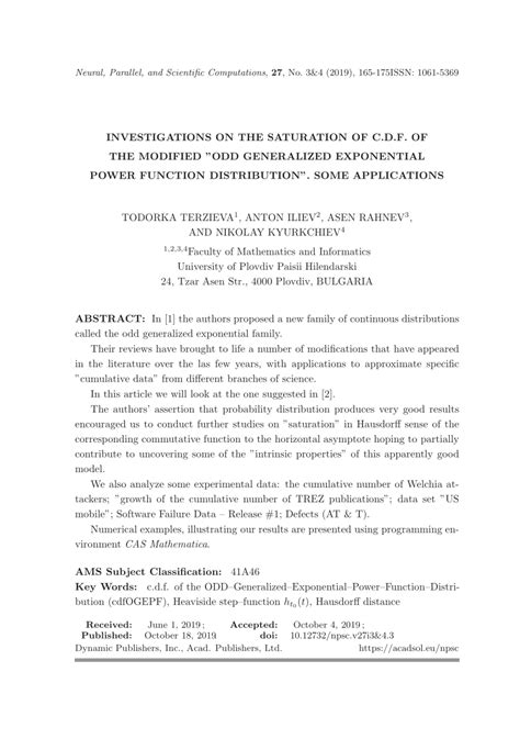 Pdf Investigations On The Saturation Of Cdf Of The Modified Odd