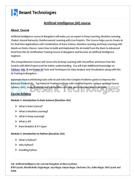 Artificial Intelligence Course Pdf