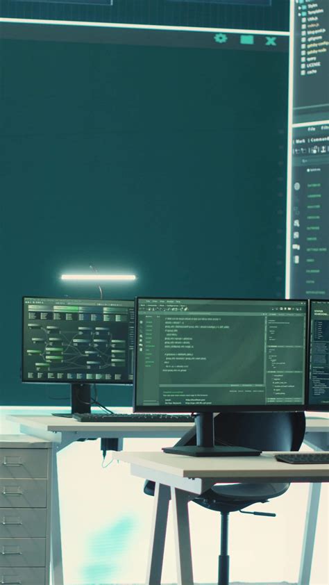 Vertical High Tech Governmental Cyber Security Room Without Staff At