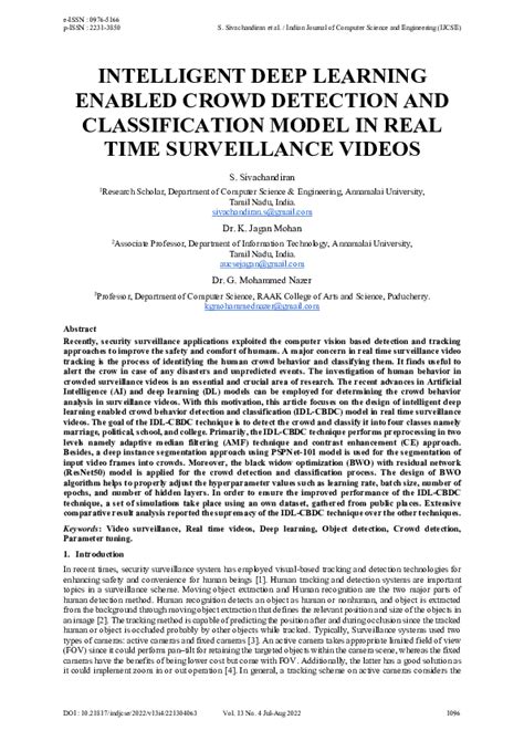 Pdf Intelligent Deep Learning Enabled Crowd Detection And Classification Model In Real Time