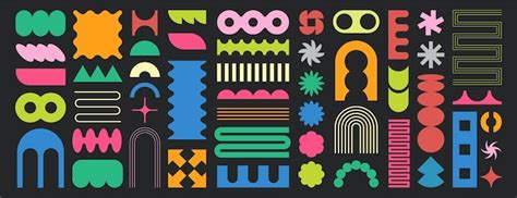 간단한 추상적인 기하학적 모양의 집합 Bauhaus 현대 인물 무료 벡터