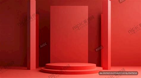 Ai创作图红色立体场景 红色海报场景 简约秀场 红色圆形展台 红色t台 红色圆形舞台 抽象红色舞台设计 红色展台 简约舞美 简约展台 极简主义讲台 红色简约风背景 红色会展 产品展示背景图