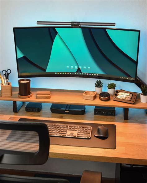 Wooden Desk Setup Of A Developer