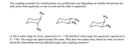 Solved The Coupling Constants For Vicinal Protons On