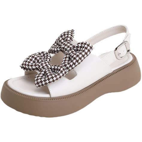 รองเท้าแตะแพลตฟอร์มลําลอง พื้นหนา ประดับโบว์ เข้ากับทุกการแต่งกาย แฟชั่นฤดูร้อน สไตล์แฟรี่