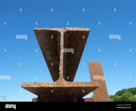 Rusty Steel Beam With A Double T Profile Remnant Of An Old Pier