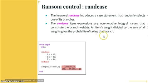 Course Systemverilog Verification 4 L61 Randcase Youtube
