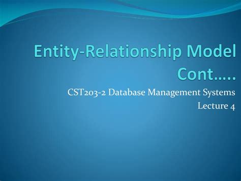 Ppt Entity Relationship Model Cont Powerpoint Presentation Free